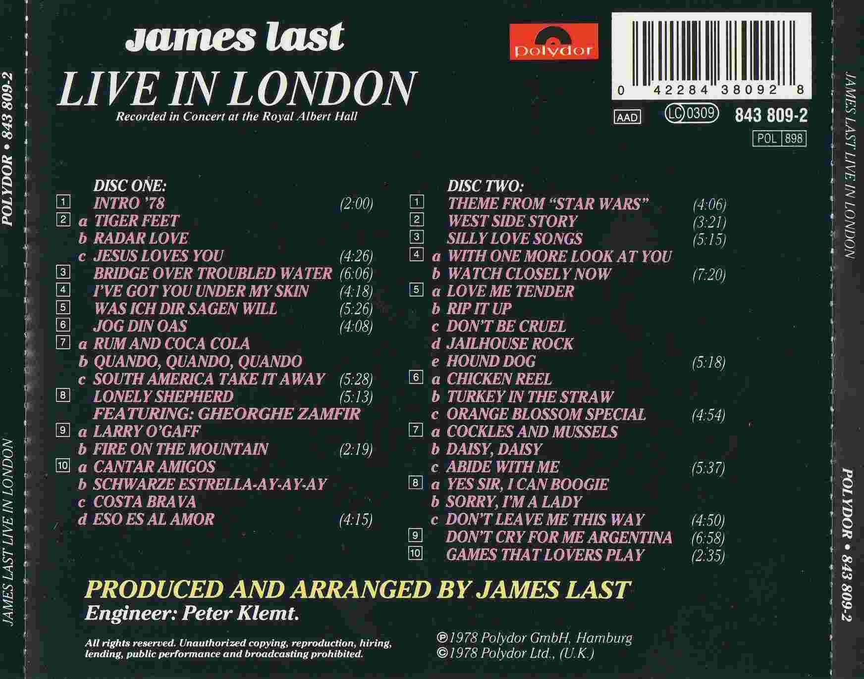 James Last Live In London (1978) : Back | CD Covers | Cover Century ...